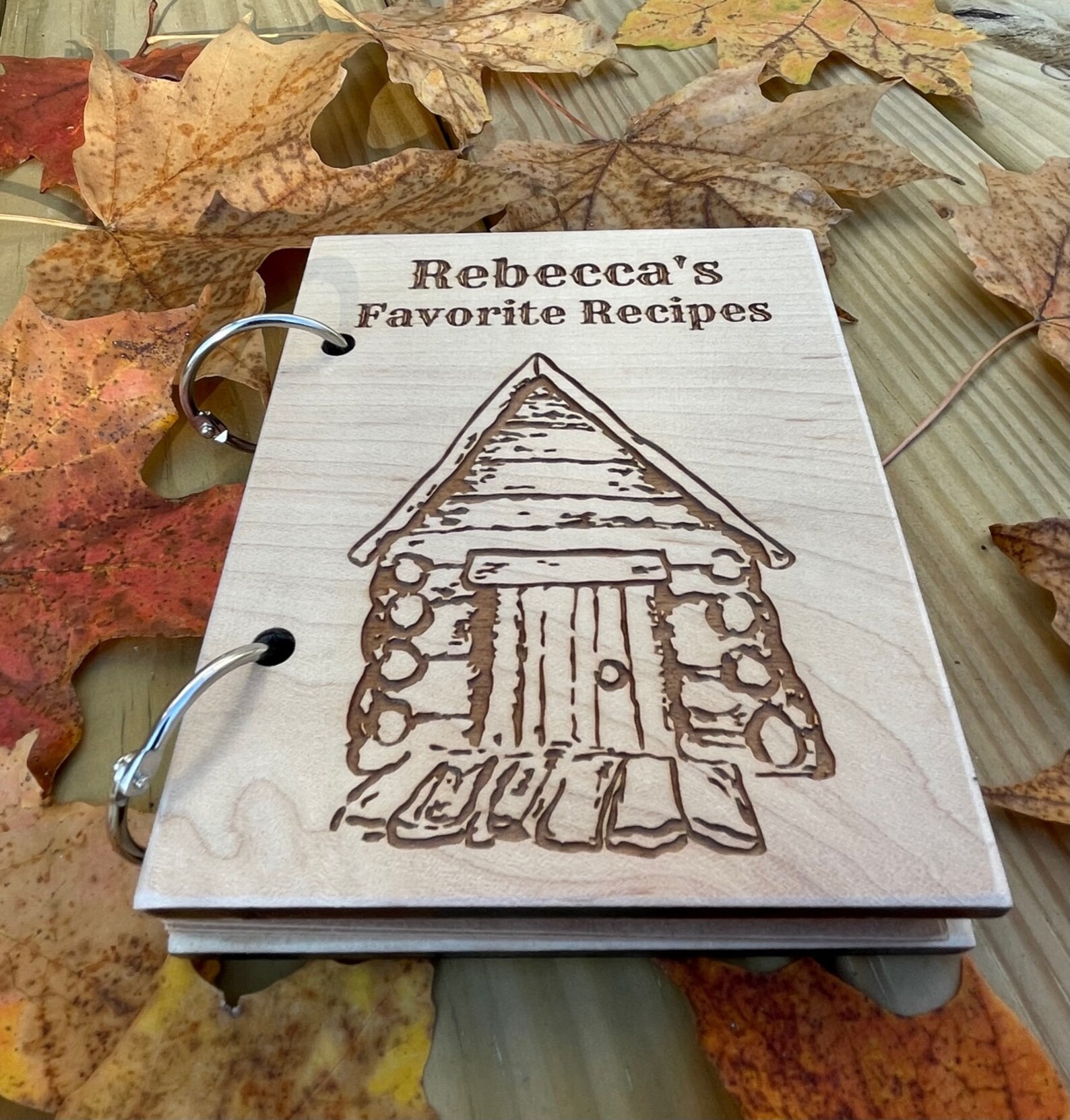 Personalized Recipe Card Book Log Cabin Design With Blank - Etsy