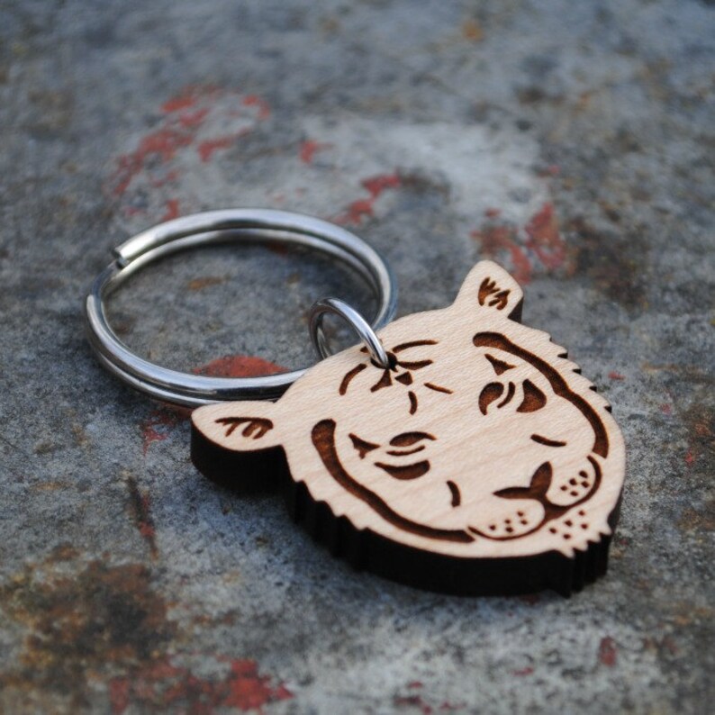 Wooden Tiger Keychain African Animal Series - Etsy