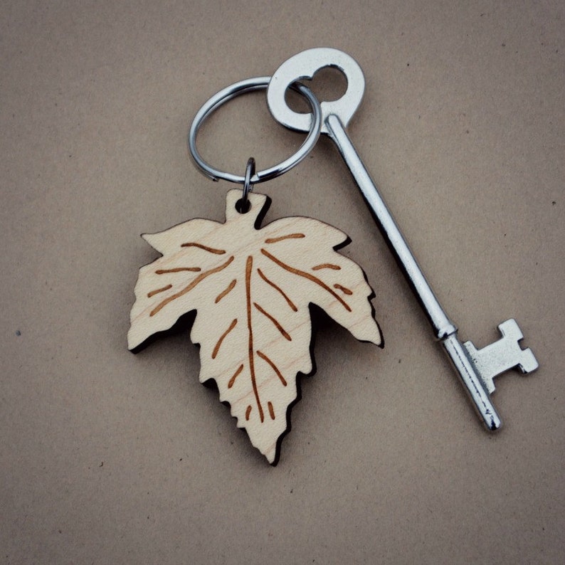 Maple Leaf Wooden Keychain Autumn Accessory Gifts Under 25 - Etsy