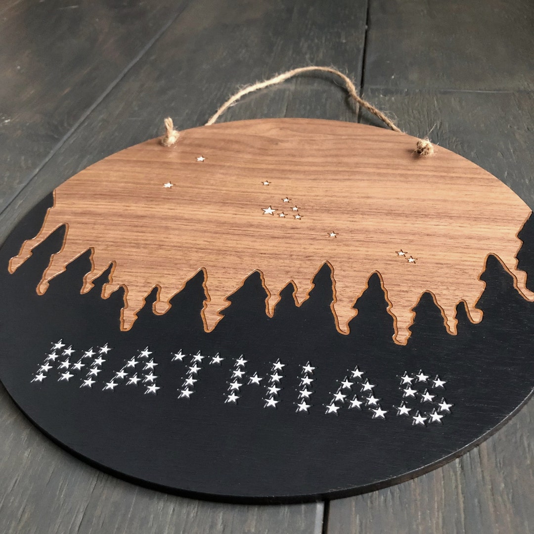 Personalized Zodiac Constellation Wood Sign: Engraved Nursery Decor - Etsy