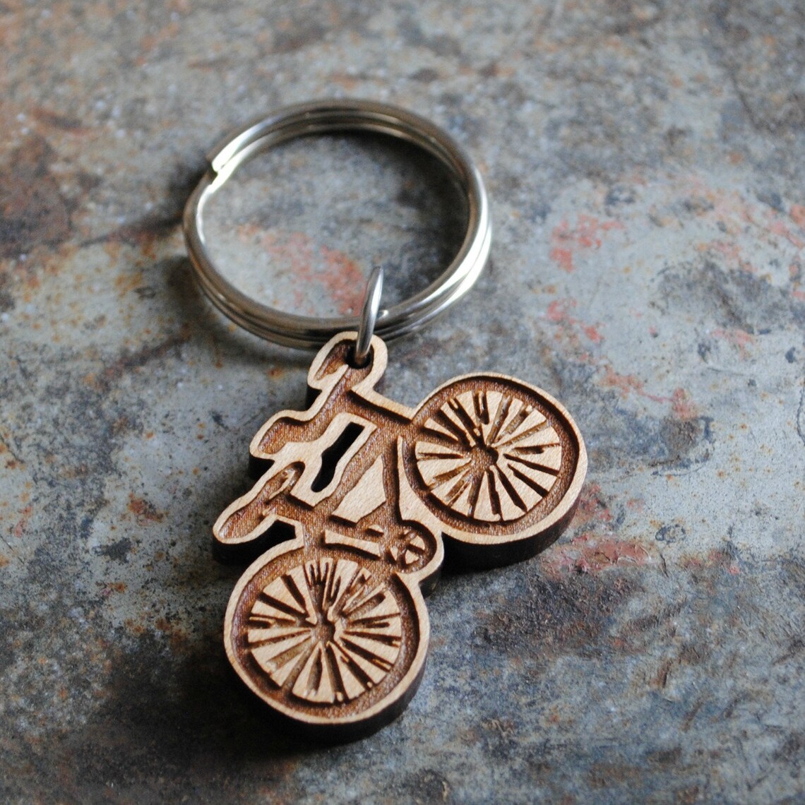Bike Wooden Keychain Bicycle Key Ring - Etsy