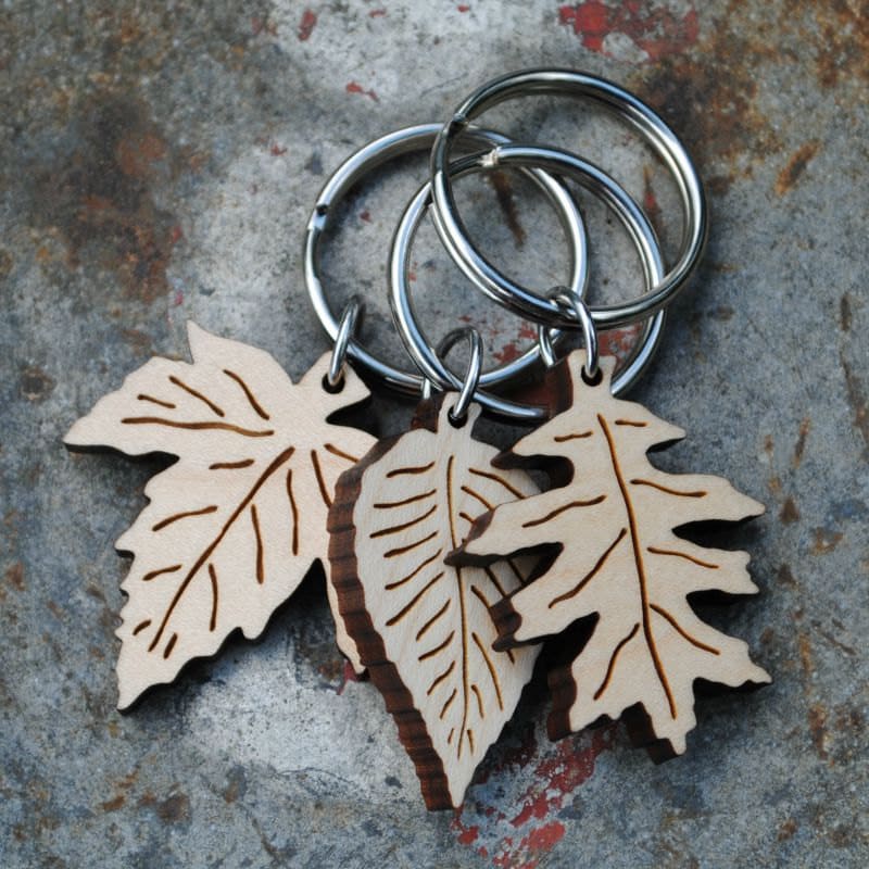 Birch Leaf Wooden Keychain Autumn Accessory Gifts Under 25 | Etsy