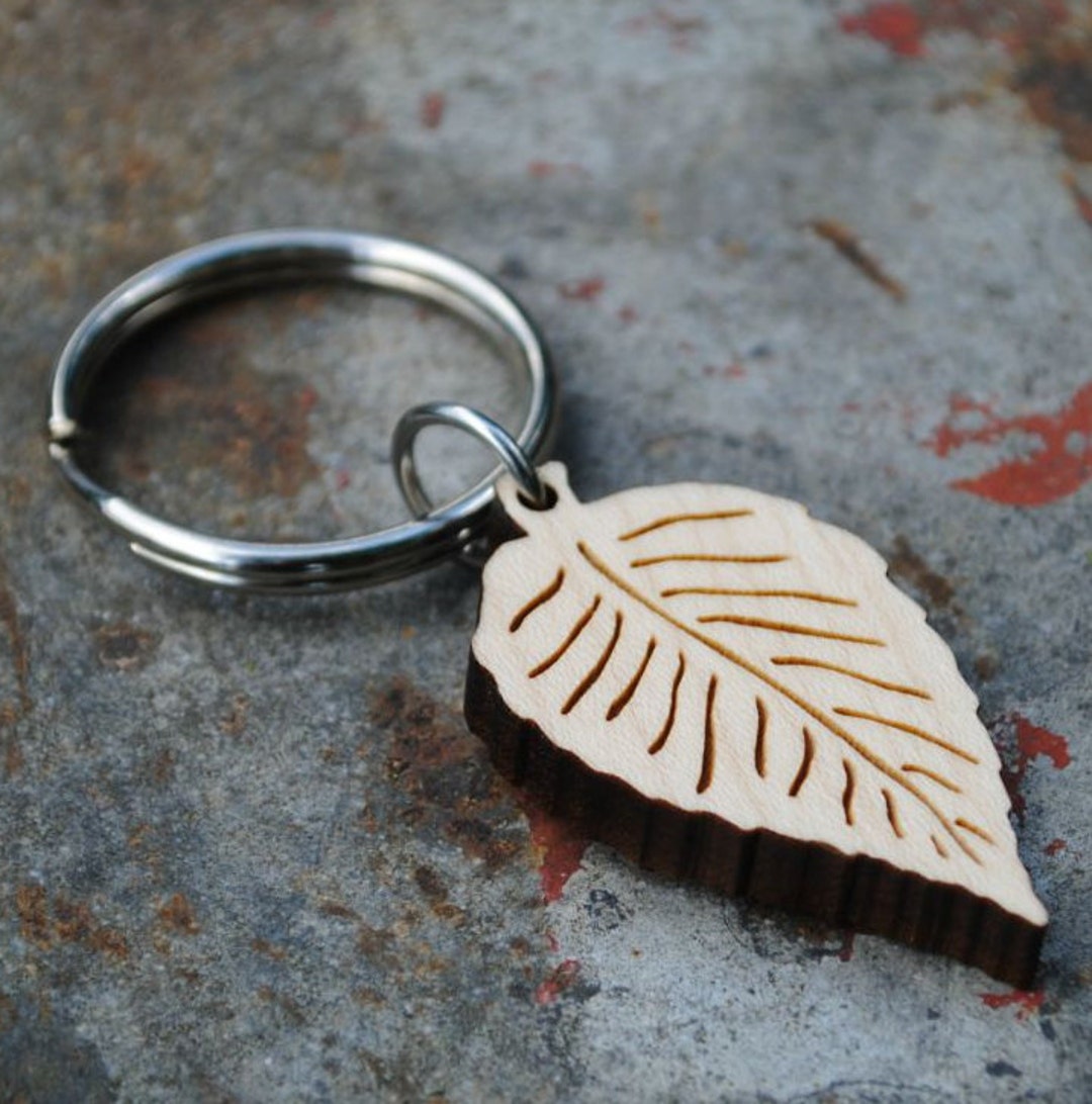 Birch Leaf Wooden Keychain Autumn Accessory Gifts Under 25 Fall Fashion ...