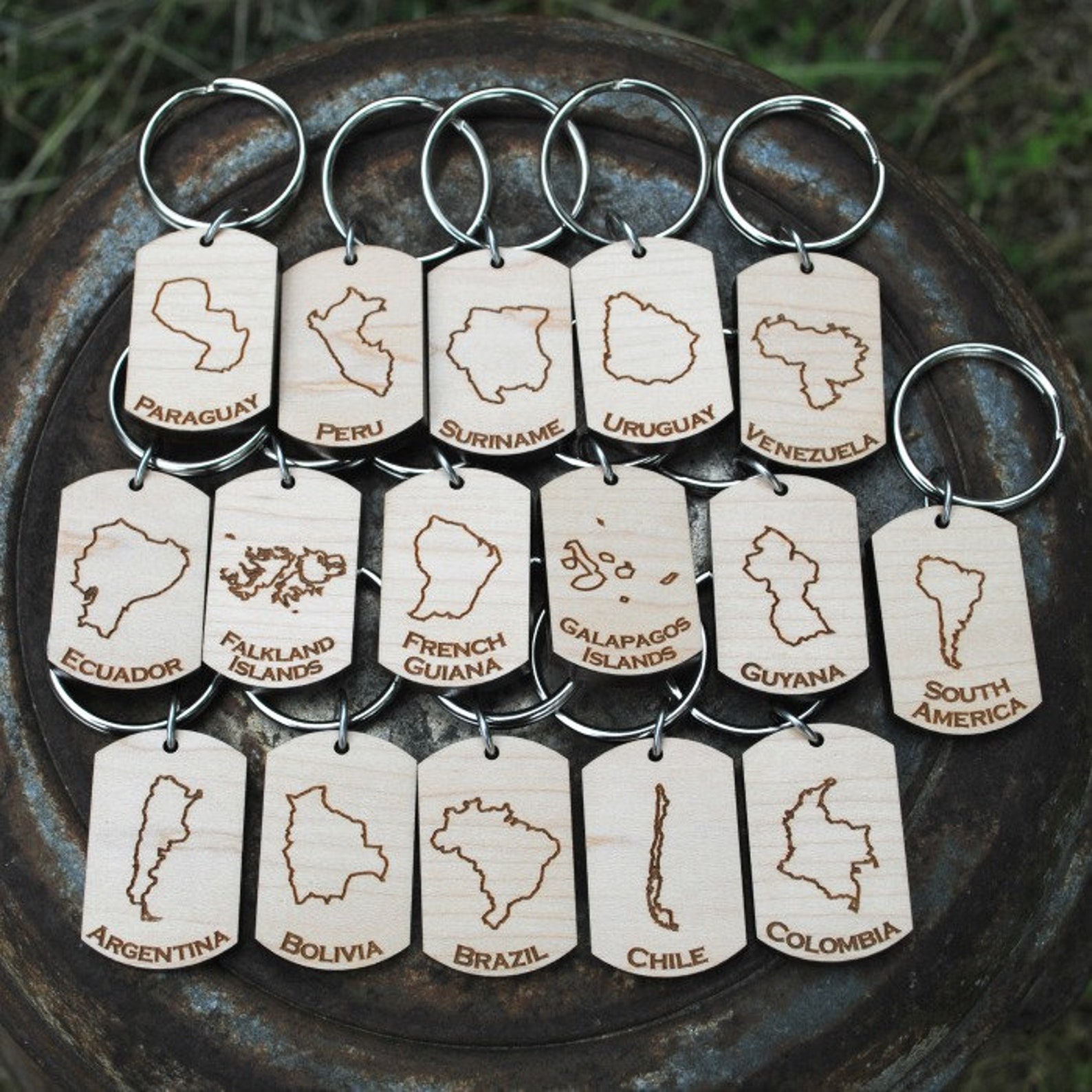 South America Keychain ANY Country Brazil Argentina - Etsy