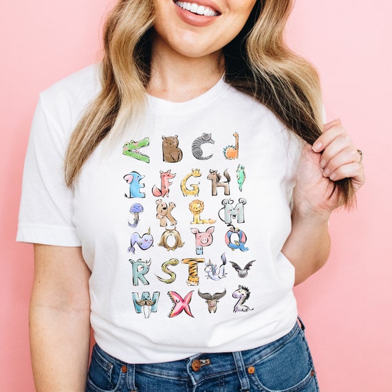 Alphabet Shirt ABC Shirt Animals Alphabet T-shirt Alphabet | Etsy