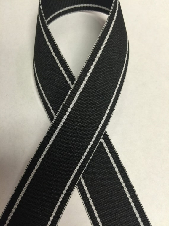 Items similar to 7/8" BLACK Tuxedo STRIPE Grosgrain Ribbon with White ...