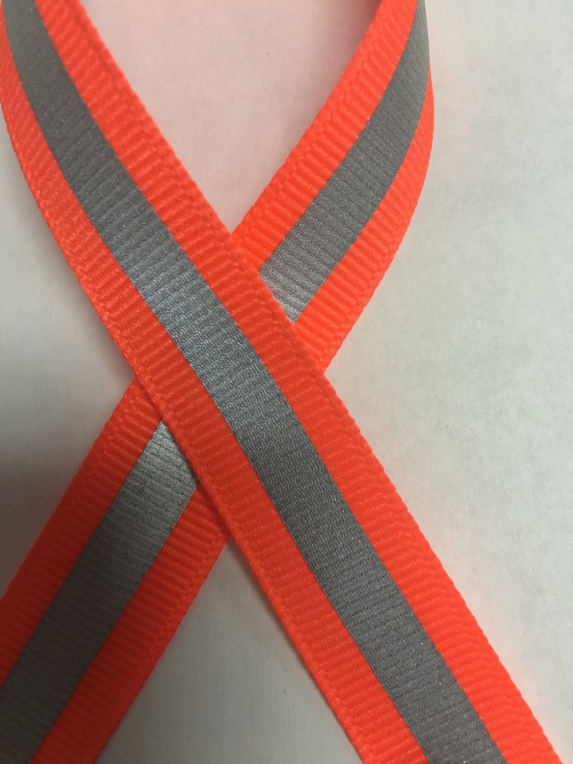 5/8 Neon Orange Reflective Glo Grosgrain Ribbon Silver | Etsy
