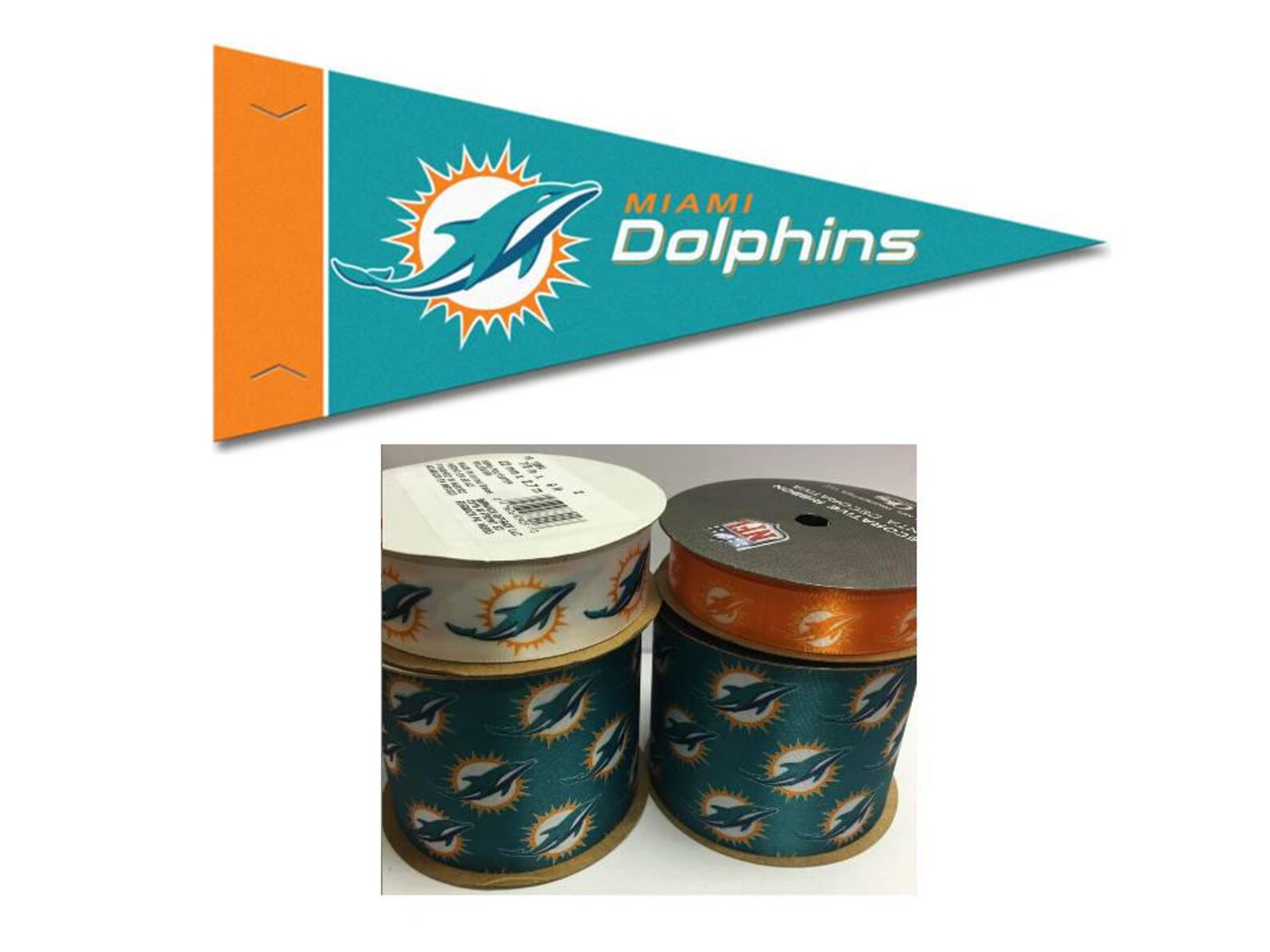 Miami Dolphins NFL Mini Pennant Ribbon 4-pack of Ribbon & | Etsy