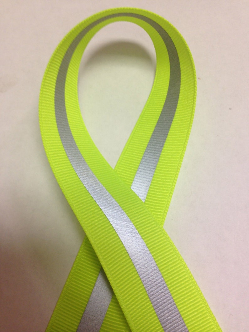 Neon Lime Reflective Glo Grosgrain Ribbon Silver Reflective - Etsy