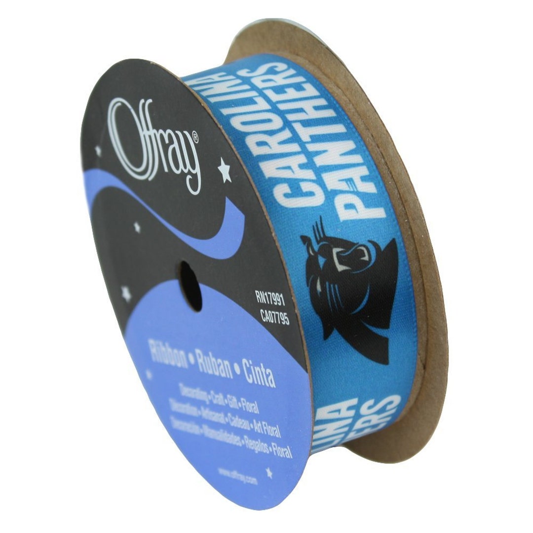 7/8" NFL Carolina Panthers Ribbon, 9 Foot Spool, Licensed NFL Offray ...