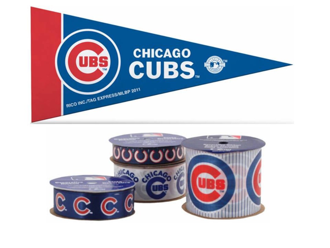 Chicago Cubs MLB 4-pack of Ribbon & Mini Pennant, Licensed MLB Offray ...