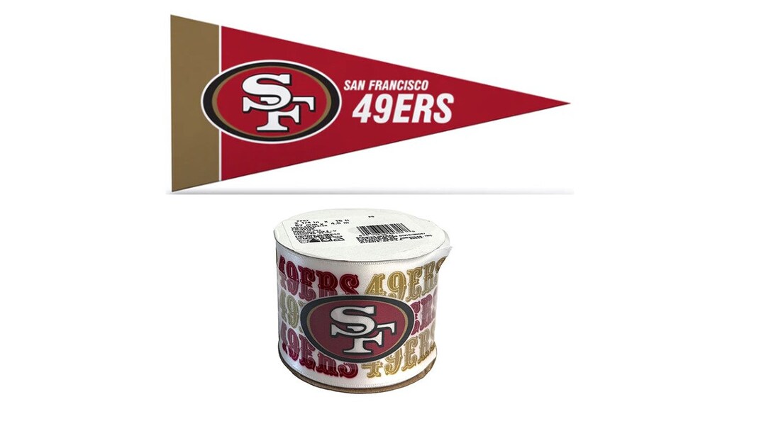 2.5" San Francisco 49ers Ribbon, 15 Feet & Mini Pennant, Licensed NFL ...