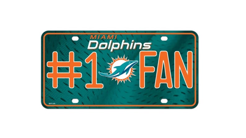 Miami Dolphins NFL 1 Fan Metal License Plate Licensed by - Etsy