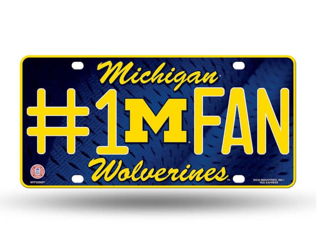 Michigan Wolverines NCAA #1 Fan Metal License Plate, Licensed by Rico ...