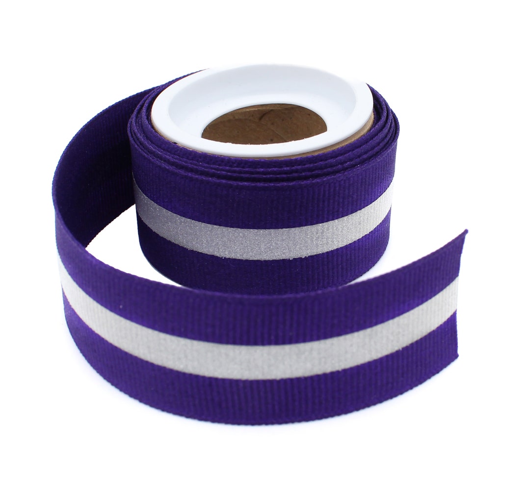 7/8" Deep Purple Reflective Glo Grosgrain Ribbon - 1/4" 3M Silver ...
