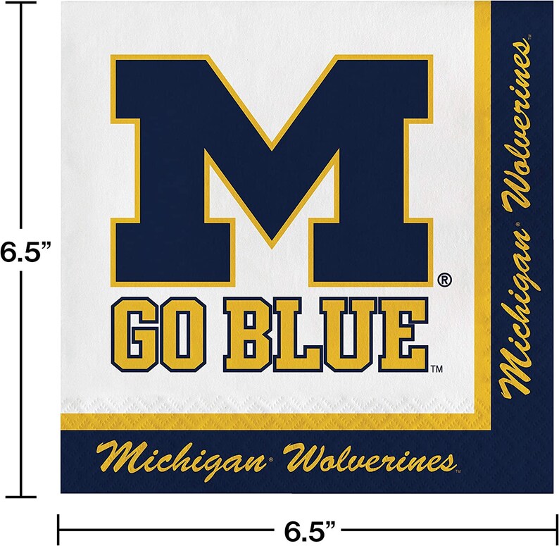 Michigan Wolverines 20-count NCAA Paper Lunch Napkins - Officially ...
