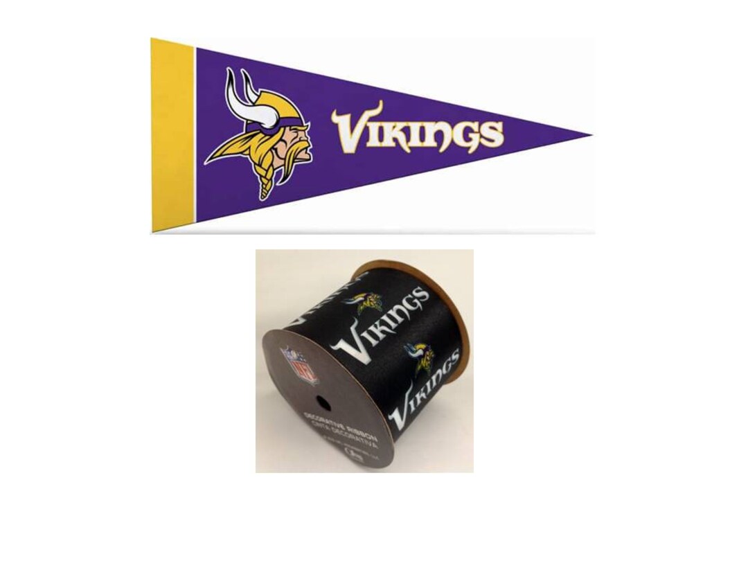 2.5" NFL Minnesota Vikings Ribbon, 9 Feet & Mini Pennant, Licensed NFL ...