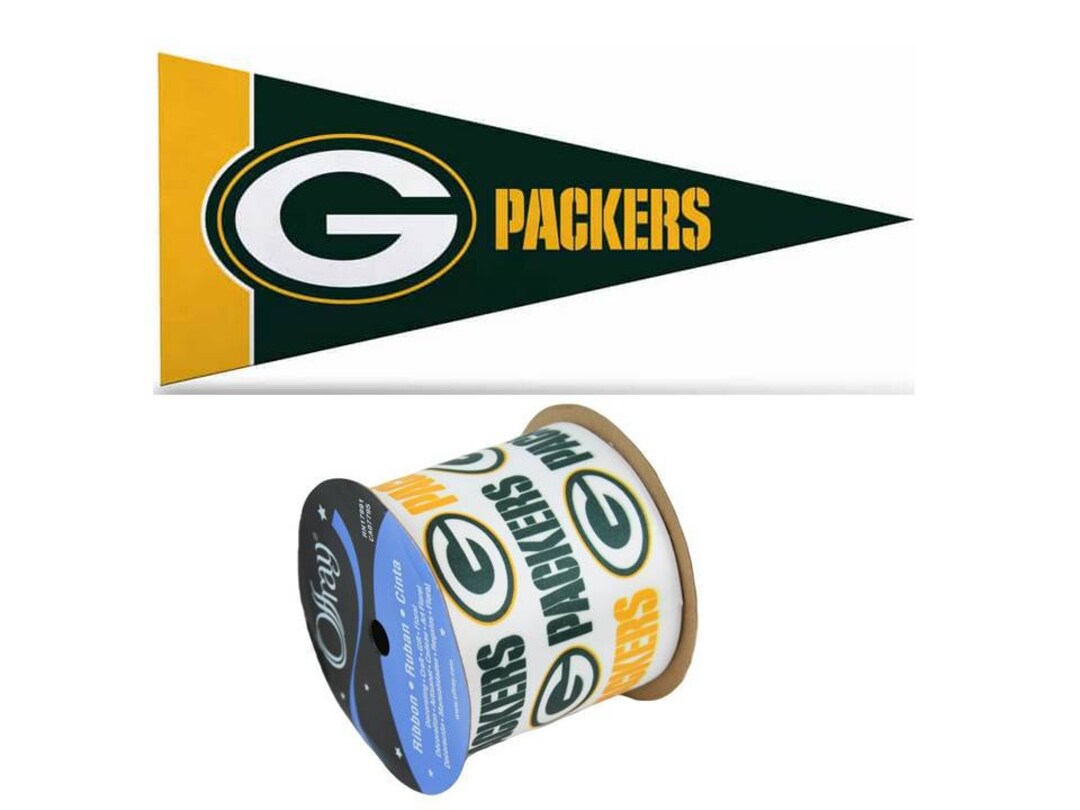 2.5" NFL Green Bay Packers Ribbon, 9 Feet & Mini Pennant, Licensed NFL ...