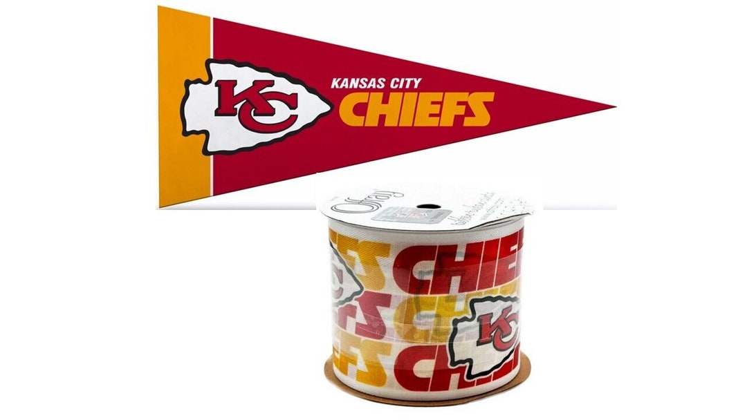 2.5" Kansas City Chiefs Ribbon, 15 Feet & Mini Pennant, Licensed NFL ...