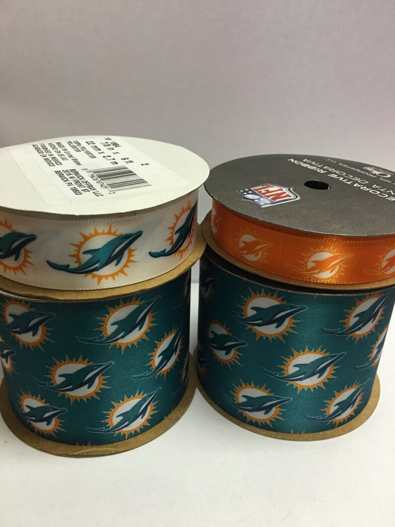 NFL Miami Dolphins 4-pack of Ribbon Licensed NFL Offray | Etsy