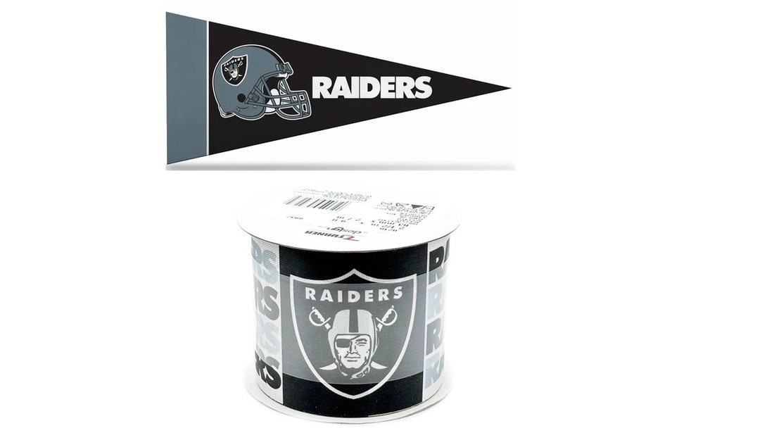 2.5 NFL Oakland Raiders Ribbon, 9 Feet & Mini Pennant, Licensed NFL ...