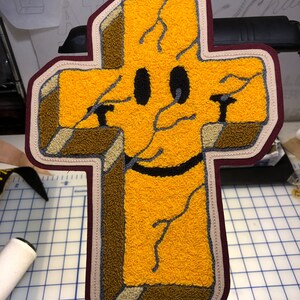 Rock of Ages Smiley Face Chainstitch and Chenille Patch - Etsy