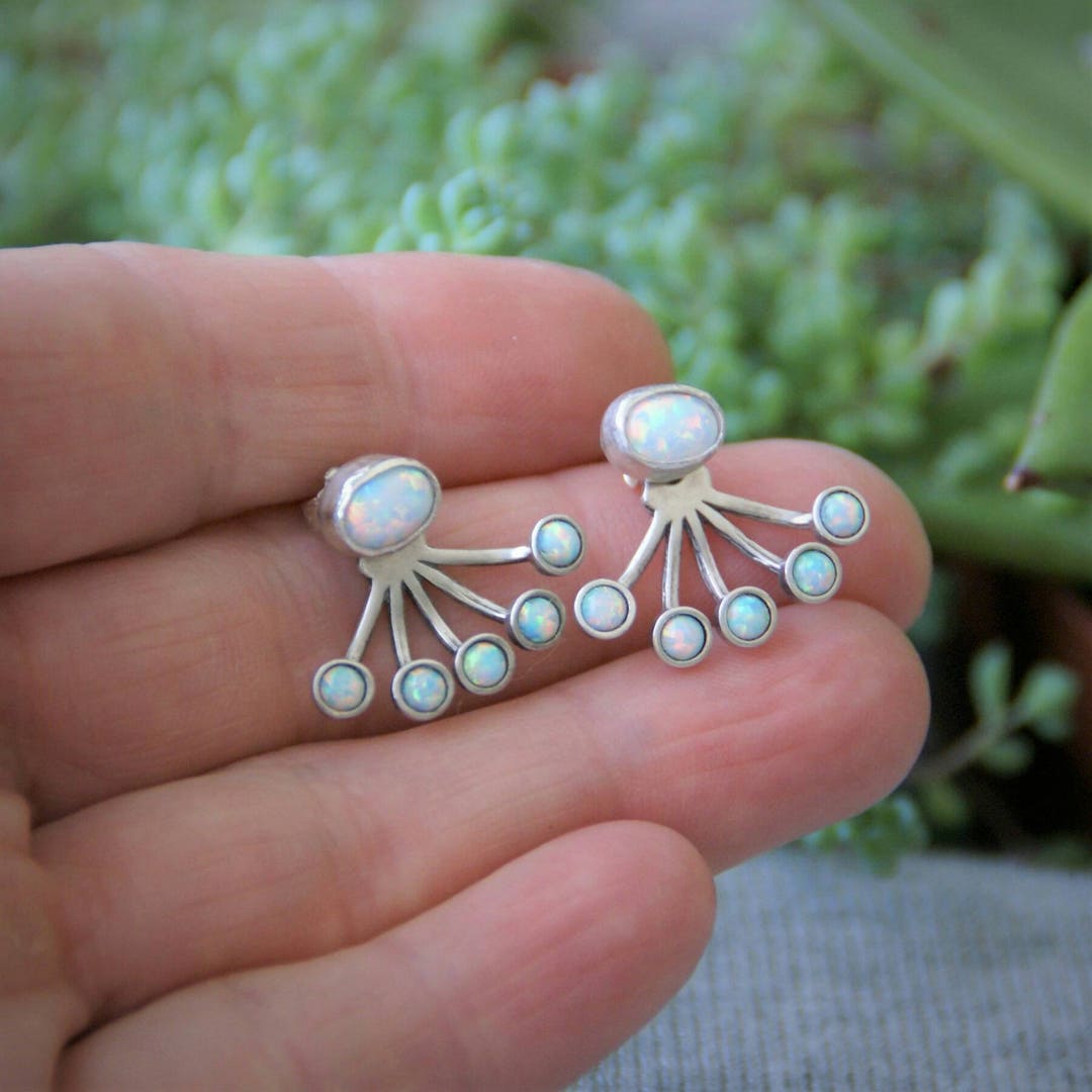 Opal Ear Jackets | Opal Earrings | Opal Studs | Earring Jackets | Ear ...