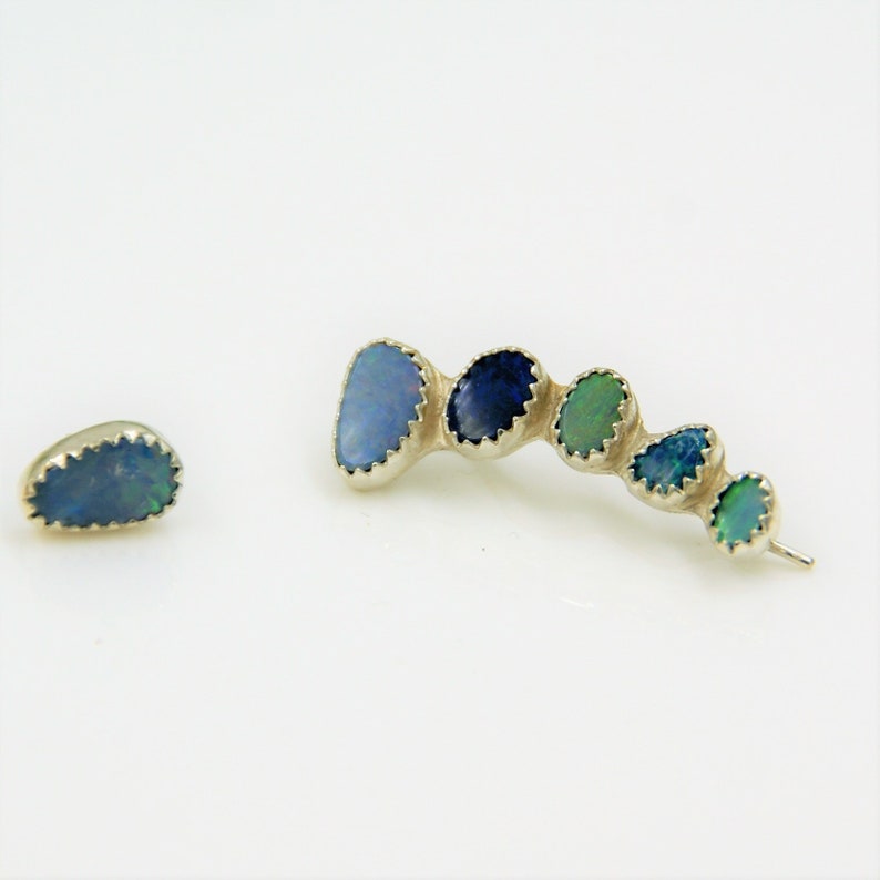 Opal Ear Climber | Ear Crawler | Opal Earrings | Opal Studs | Ear ...