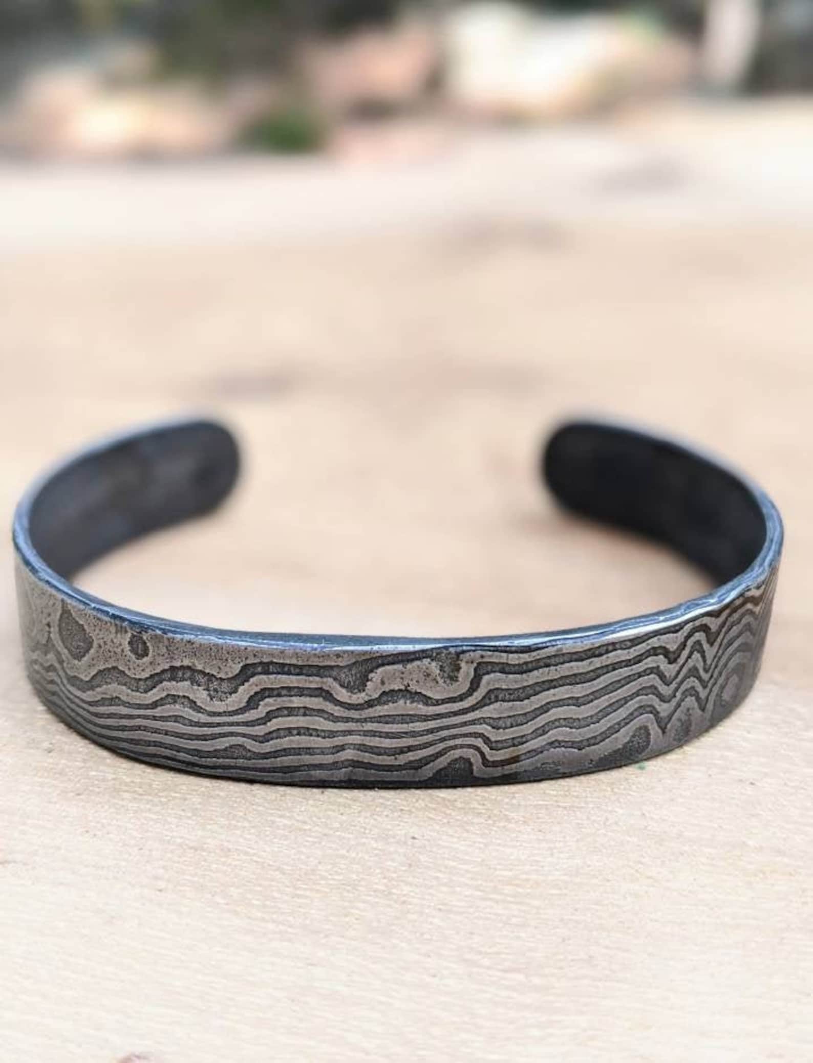 7 Damascus Bracelet / Hand Forged / Rustic Bracelet / Men's Cuff ...