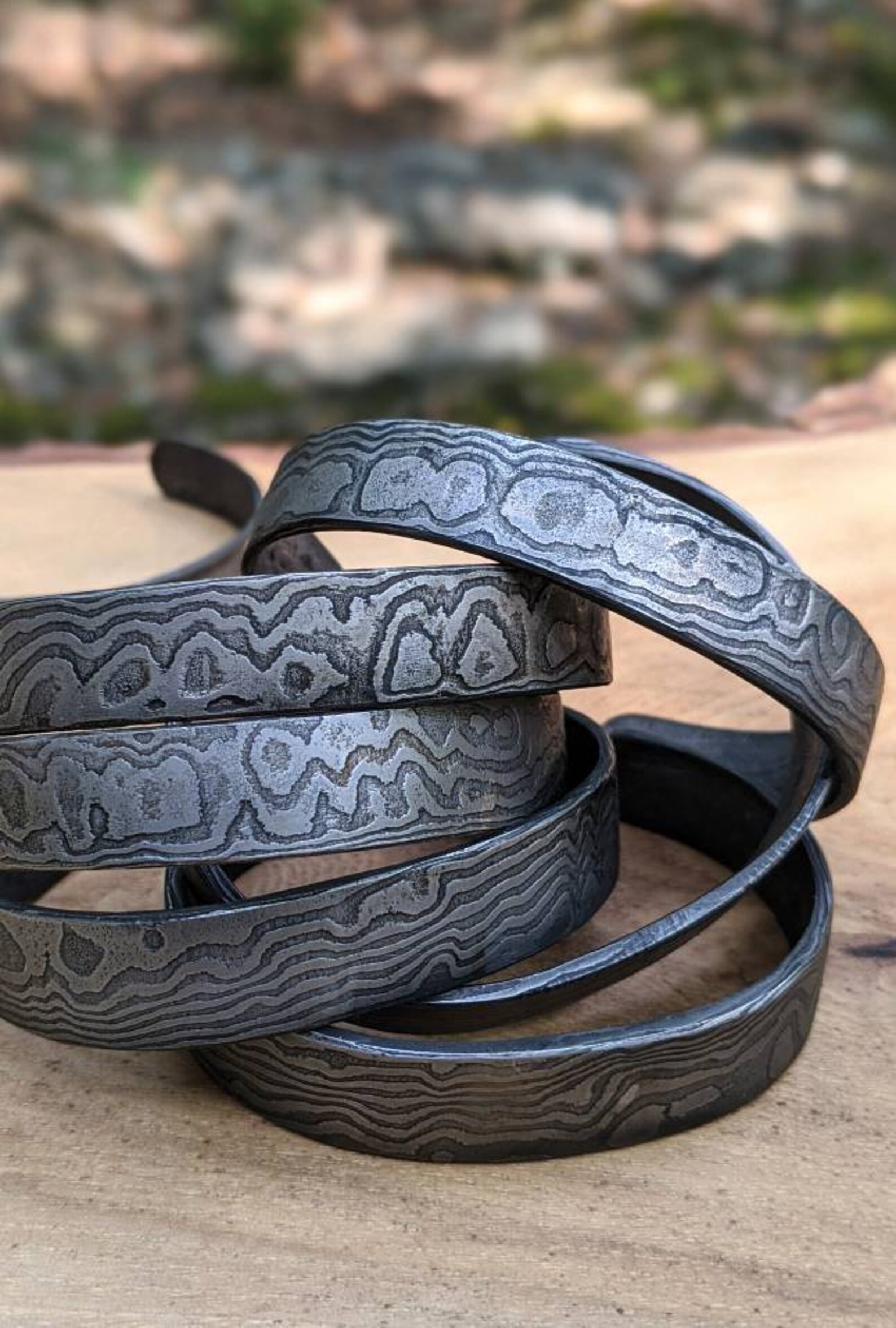 7 Damascus Bracelet / Hand Forged / Rustic Bracelet / - Etsy UK