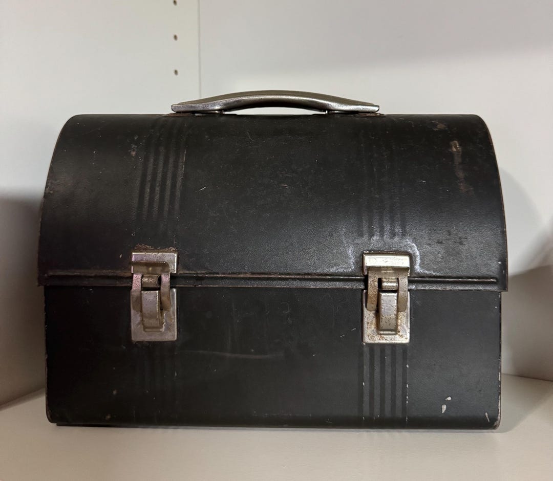Vintage Black Metal Lunch Box - Etsy