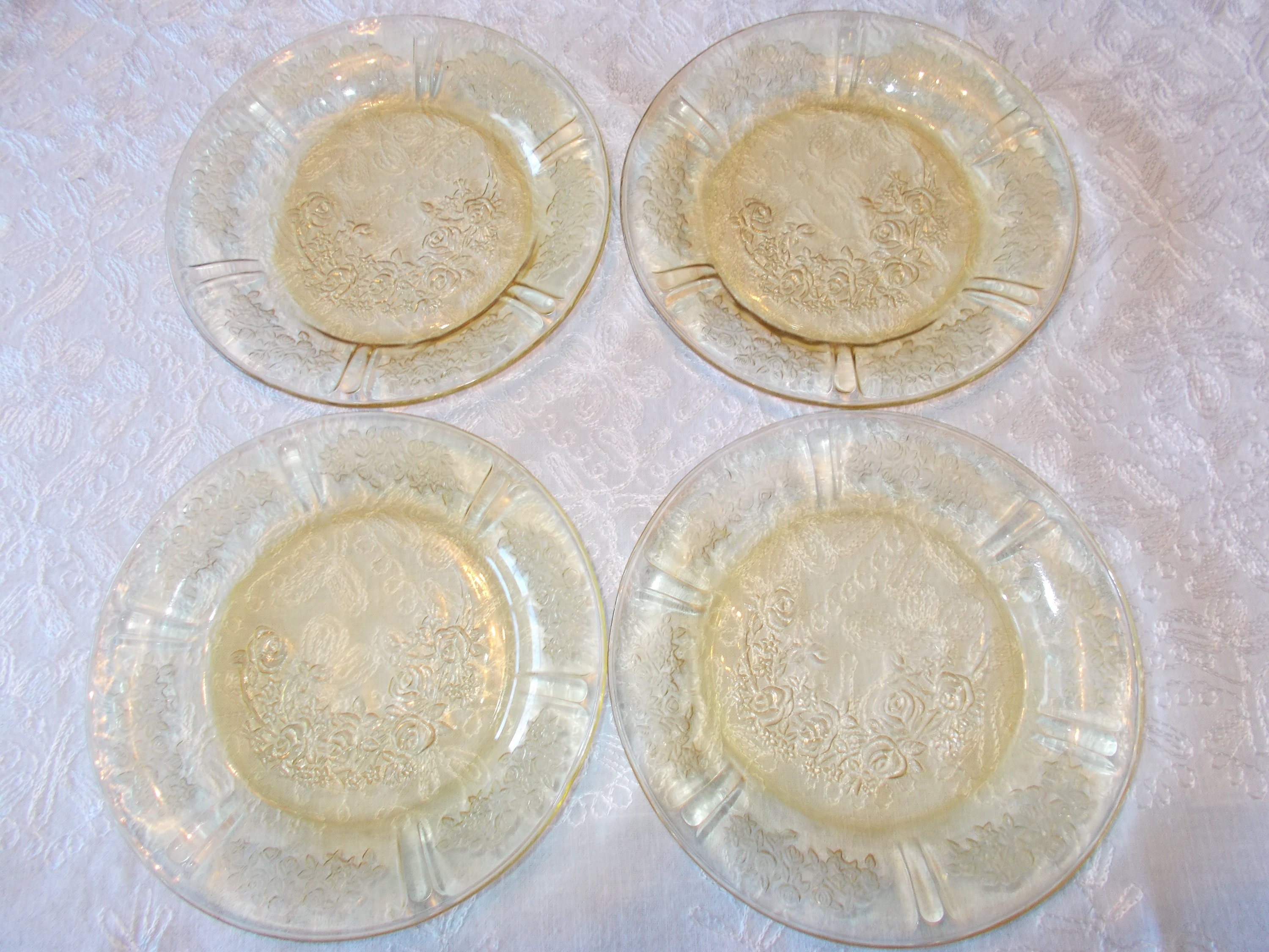 Home & Living Vintage Topaz Depression Glass 6 Plates Set of 4 Cameo ...