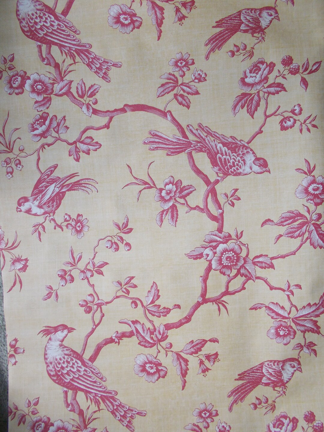 Vintage Toile Wallpaper Bird Motif Designer Wallcovering Vinyl - Etsy