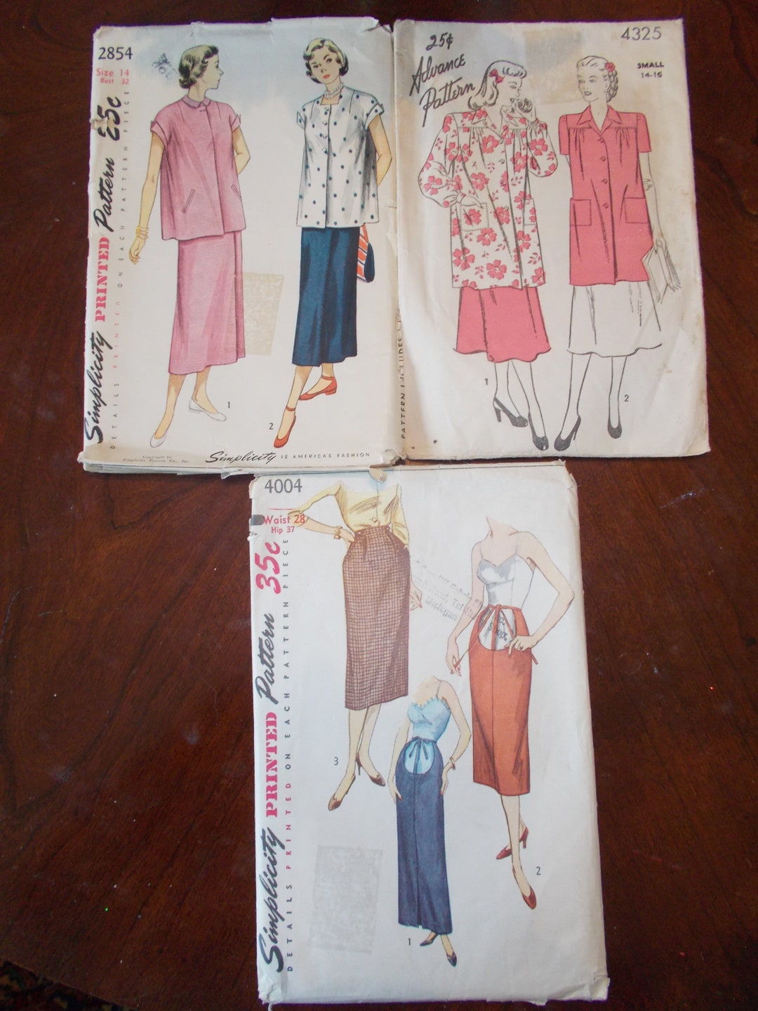 Vintage 40's-50's Simplicity and Advance Sewing Patterns for Ladies ...