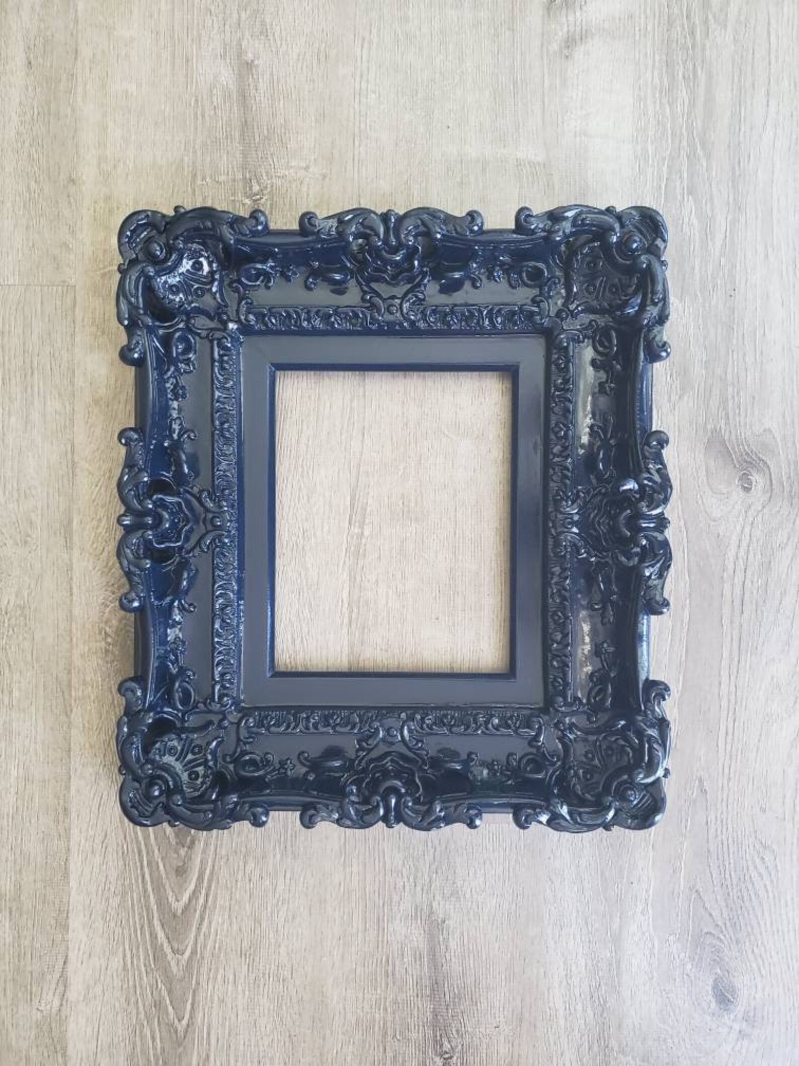 Handmade Navy Blue Baroque Picture Frame: 8.5x11 Art Display - Etsy