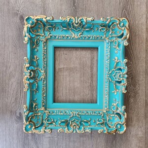 8.5x11 Turquoise Frame, Shabby Picture Frame, Baroque Art Frame ...