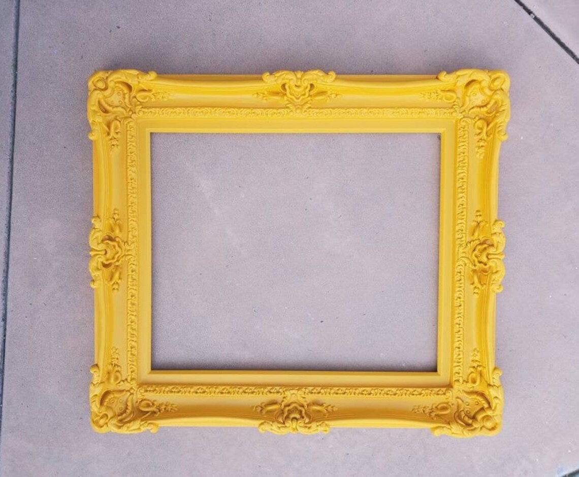 16x20 Bright Yellow Picture Frame Baroque Mirror Shabby Chic - Etsy