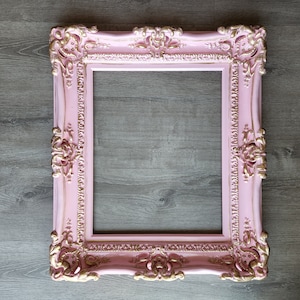 16x20 Baby Pink Picture Fame, Shabby Chic Ornate Wall Mirror, Baroque ...