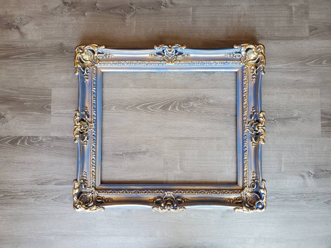 16x20 Shabby Chic Frame Baroque Blue w/gold Frame for Canvas | Etsy