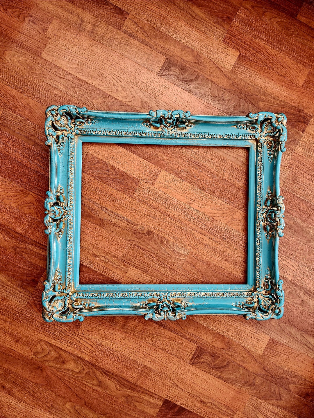 20x24 Vintage Shabby Chic Picture Frame, Colorful Turquoise Baroque ...