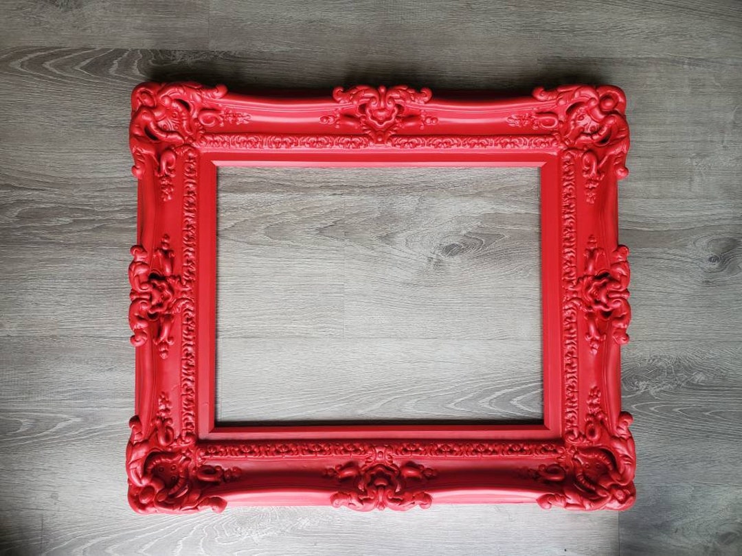 16x20 Red Photo Frame, Baroque Mirror, Ornate Picture Frame, Artwork ...