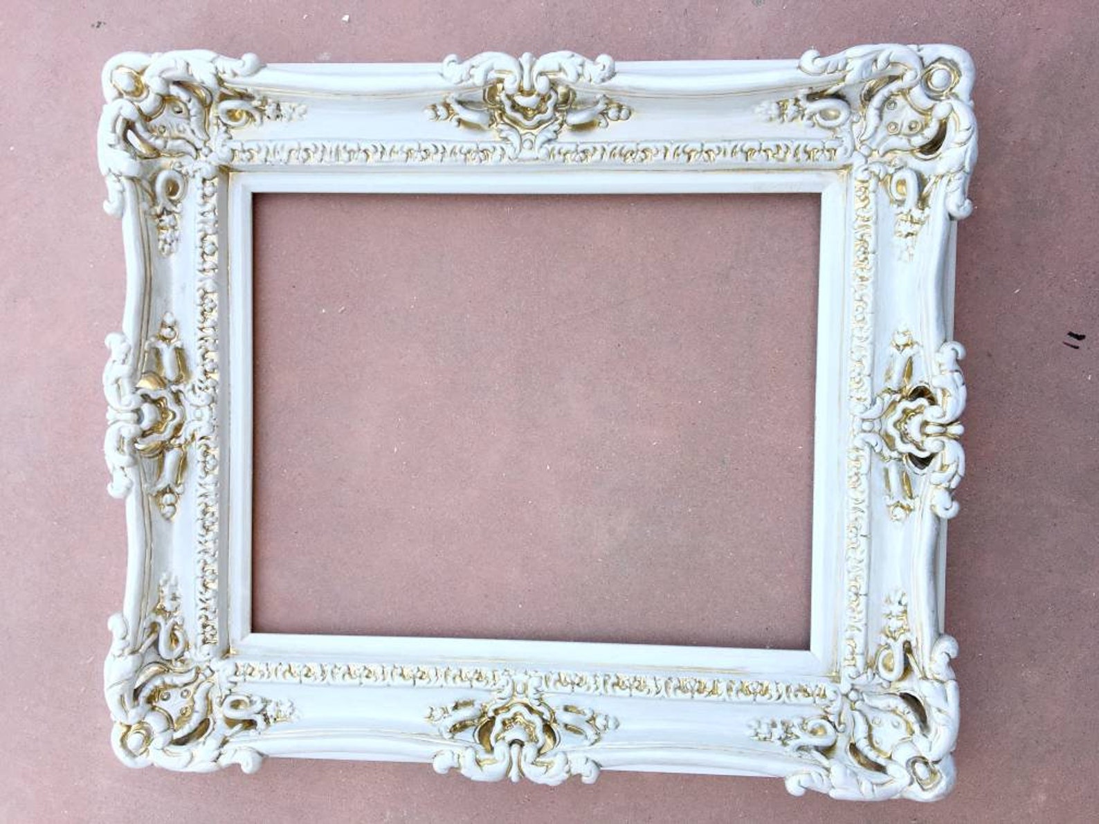 16x20 Wedding White Frame With Gold Accent Baroque Mirror | Etsy