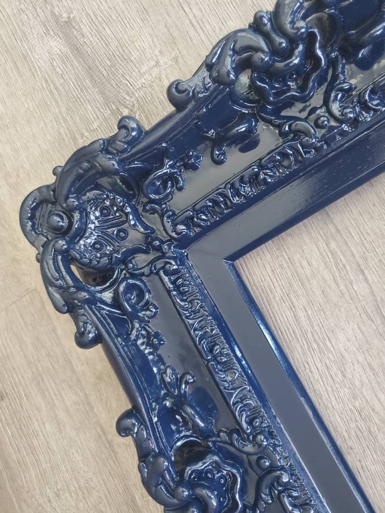 Handmade Navy Blue Baroque Picture Frame: 8.5x11 Art Display - Etsy