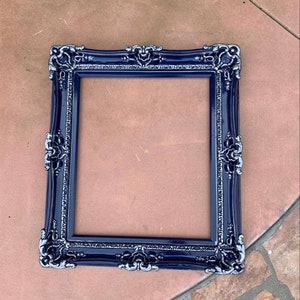 16x20 Navy Blue Picture Frame, Baroque Photo Frame, Shabby Chic Ornate ...