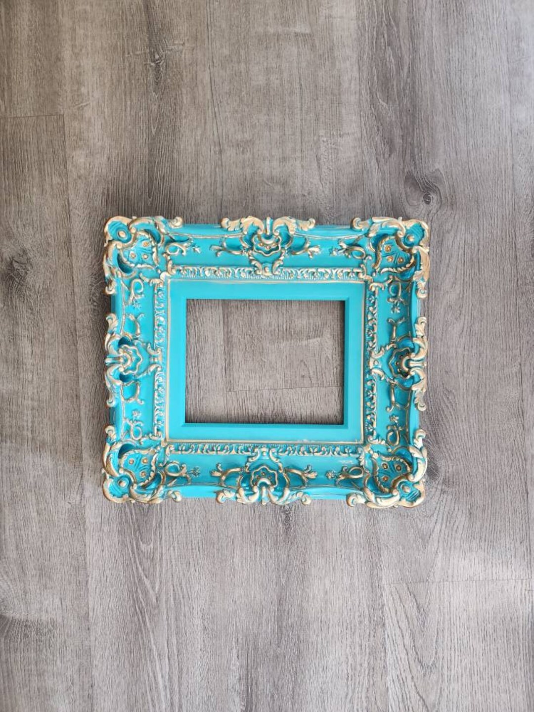 8x10 Shabby Picture Frame, Baroque Art Wall Frame, Cottage Turquoise ...