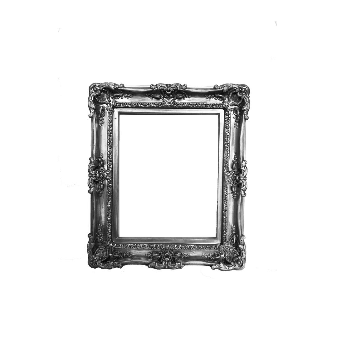 16x20 Vintage Silver Frame, Distressed Picture Frame, Baroque Frame ...