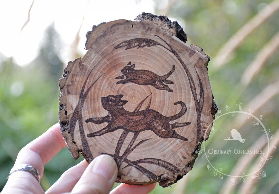 SET of Two-wood Burning-pyrography-art-mouse-cats-animal-wildlife ...