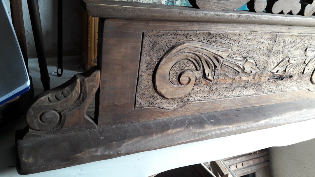 Gran copete o cabecero de madera rústico tallado a mano - Etsy España