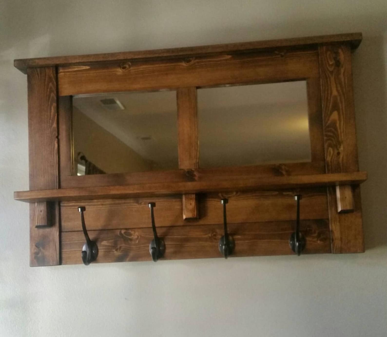 Coat Rack, Wall Coat Rack, Mirrored Coat Rack, Rustic Coat Rack, Wooden ...