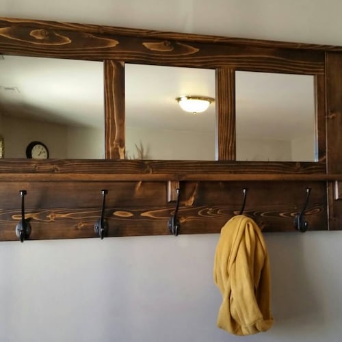 Rustic Entryway Set Entryway Decor Set Coat Rack and Mirror - Etsy